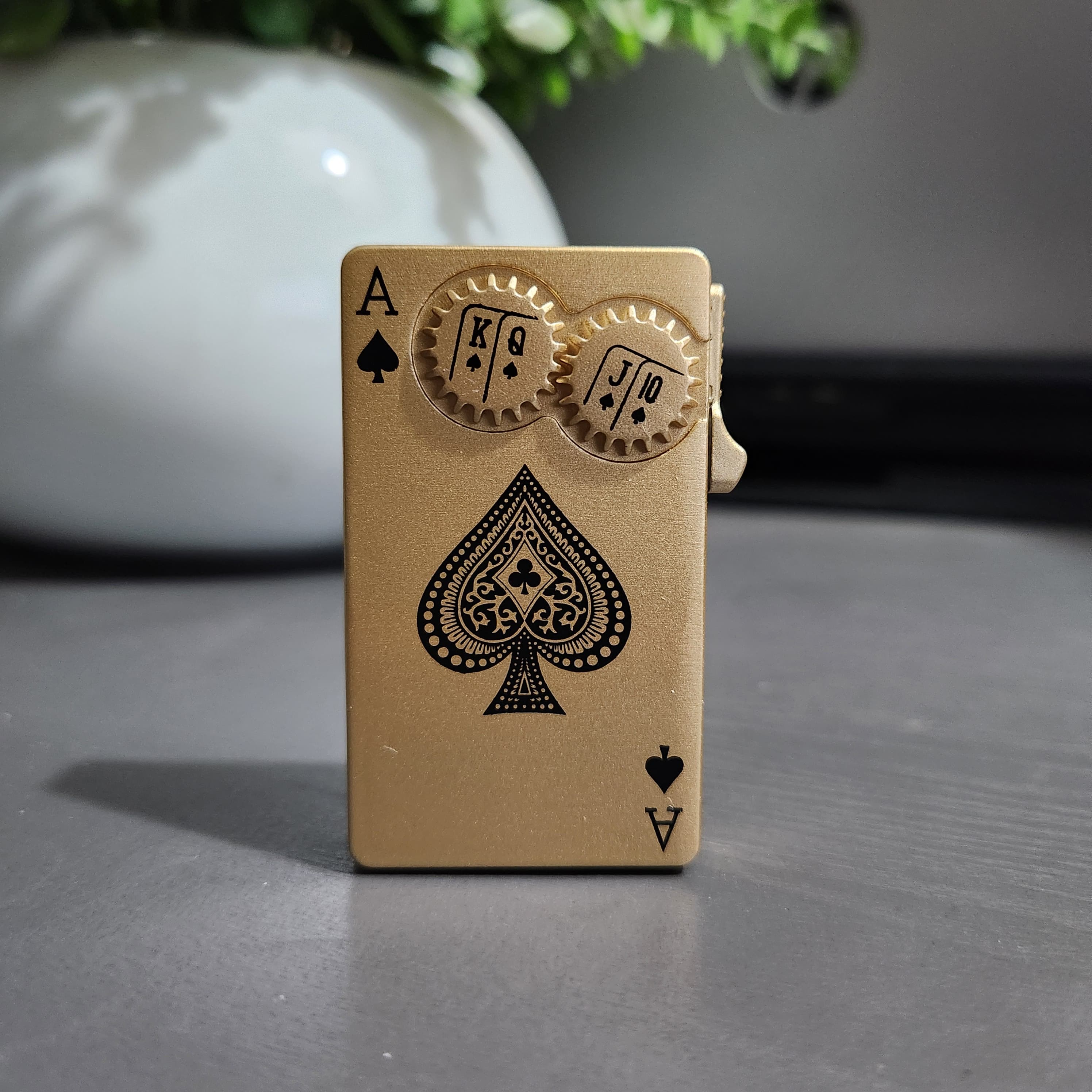 Card Gas Lighter ( Green Fire Flame )