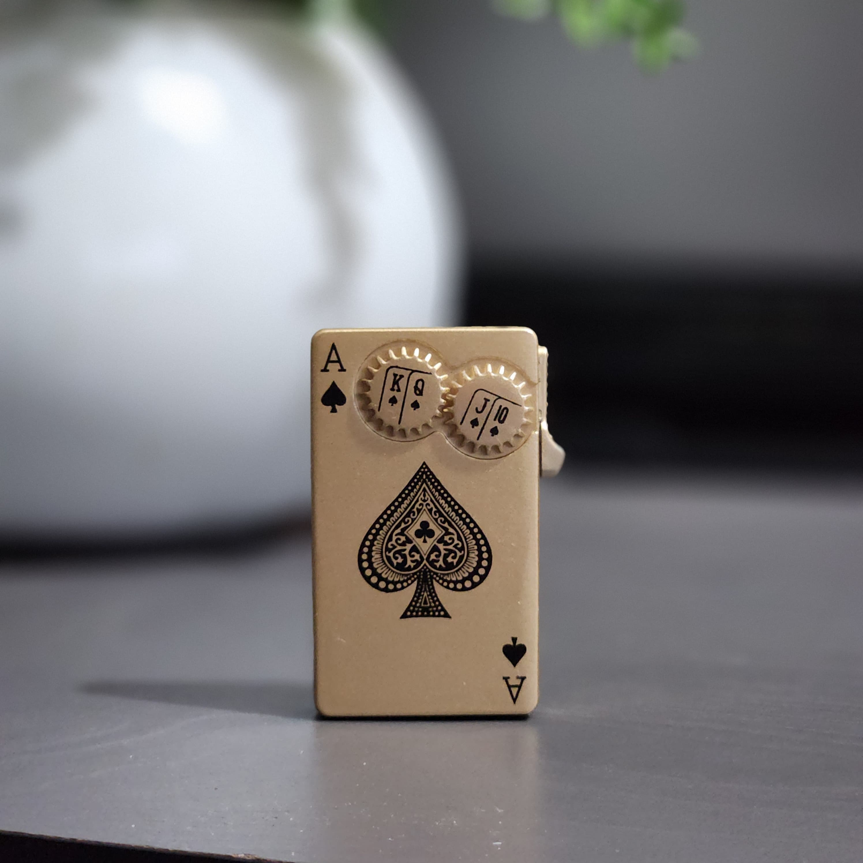 Card Gas Lighter ( Green Fire Flame )